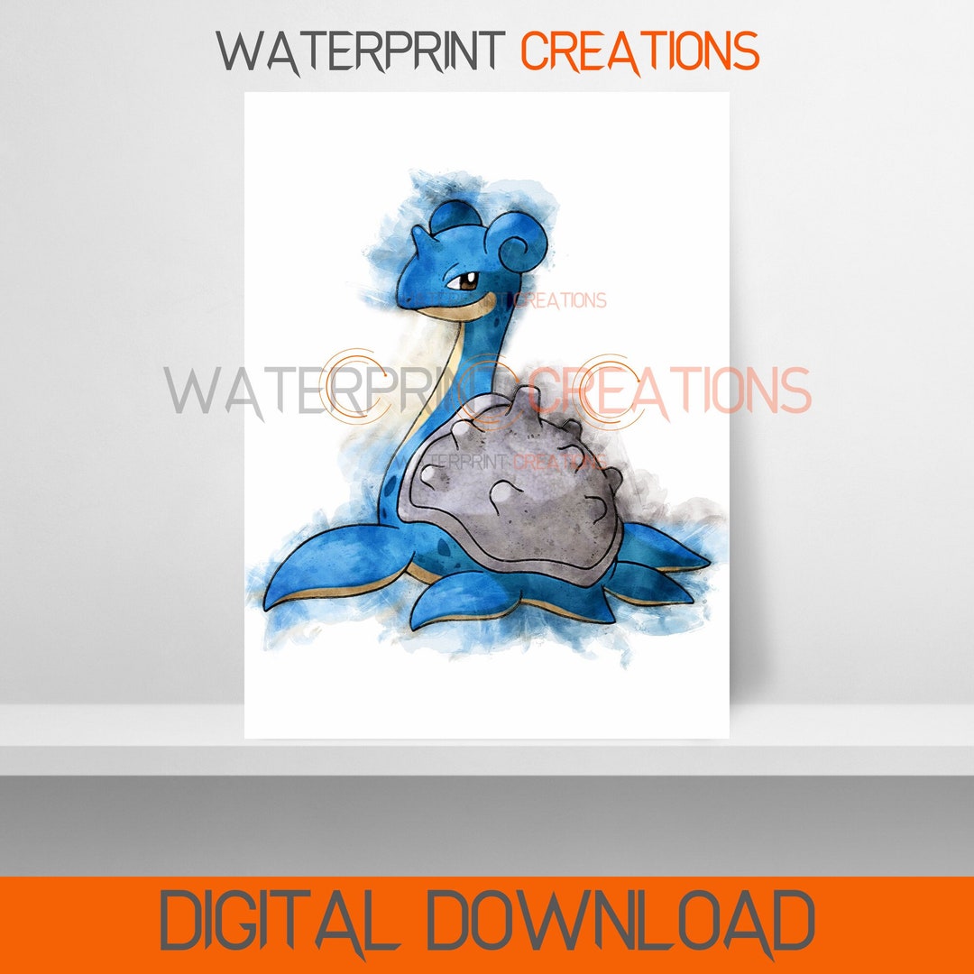 Pokemon Digital Prints Lapras Poster, Pokemon Watercolour Wall Art, Gen ...