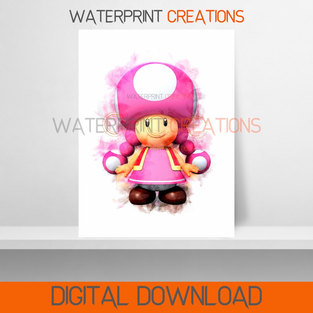 Mario Digital Prints Toadette Poster, Mario Watercolour Wall Art ...