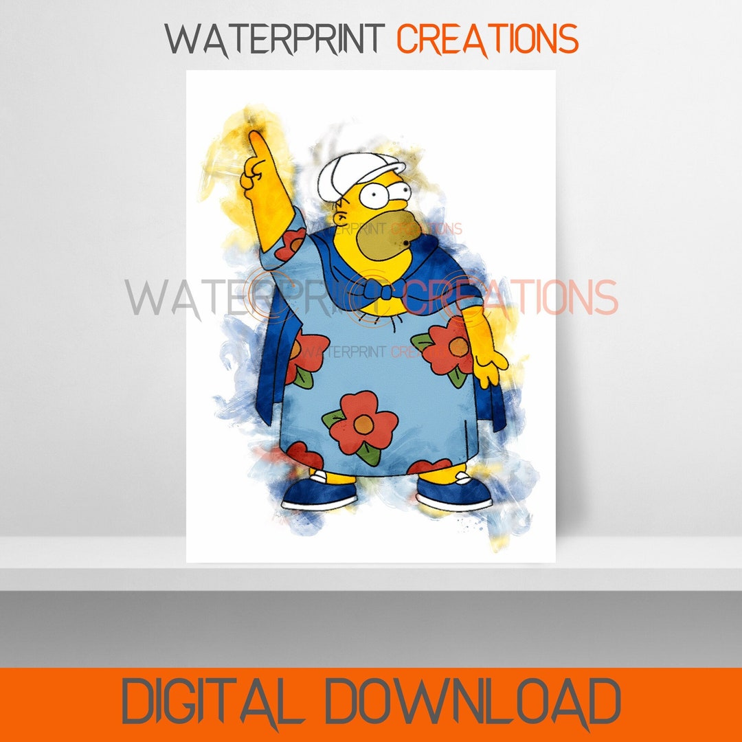 Simpsons Digital Prints Homer Muumuu Poster, Simpsons Watercolour Wall ...