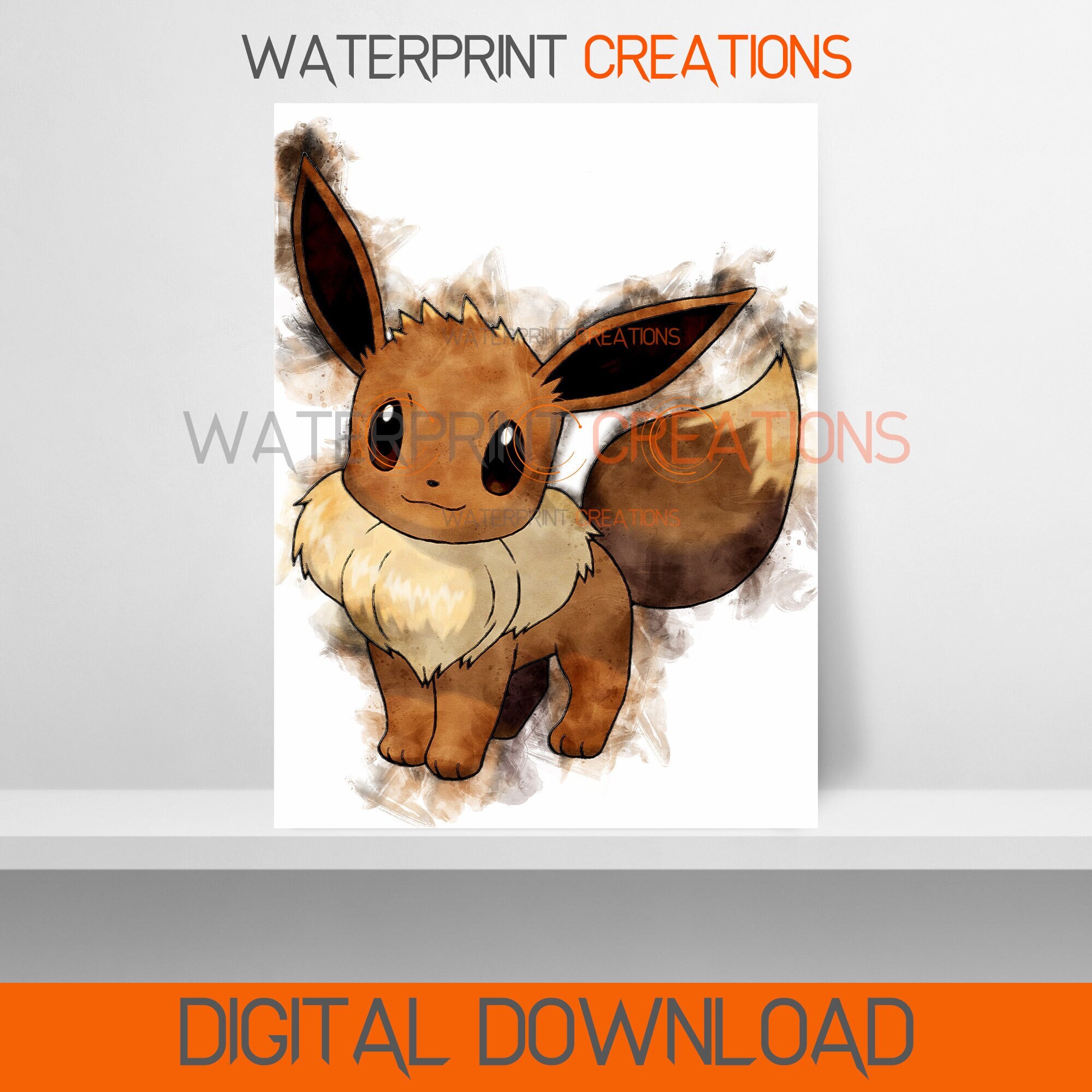 Pokemon Digital Prints Eevee Poster, Pokemon Watercolour Wall Art, Gen ...