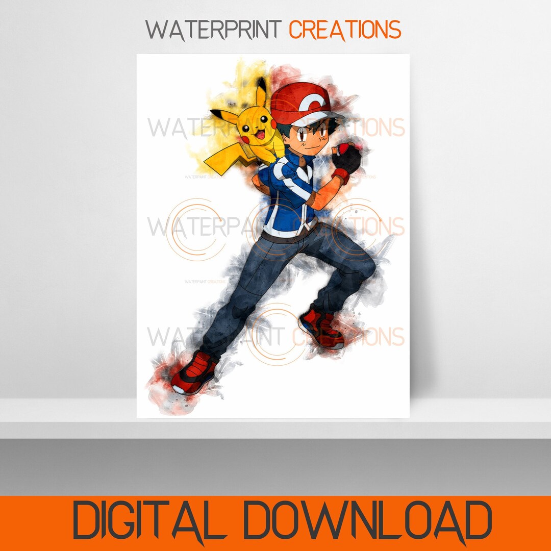 Pokemon Digital Art Prints Ash Ketchum Poster Pokemon - Etsy