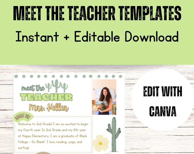 Meet the Teacher Template, Editable Canva Teacher Template, Three ...