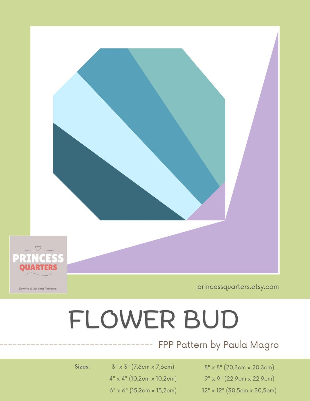 Flower Bud Quilt Block, FPP Pattern, Floral Sewing (PDF Pattern) - Etsy