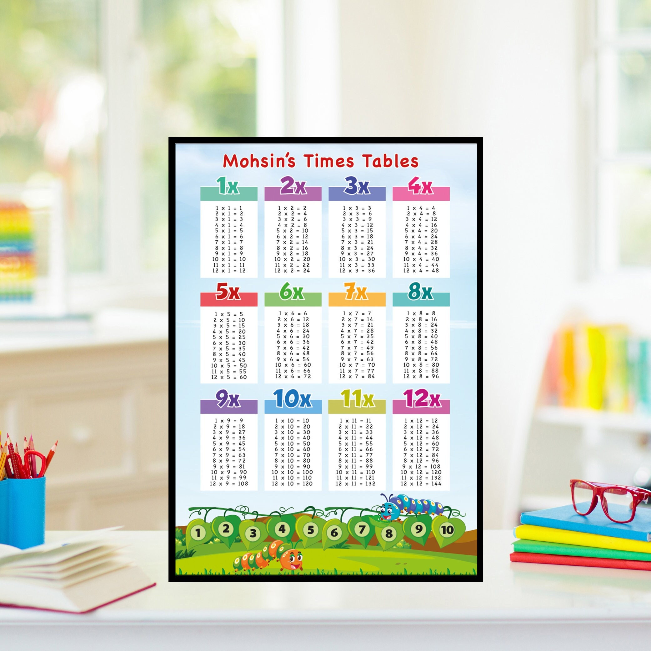 Personalised Times Table Wall Chart Learning Poster School Chart Times ...