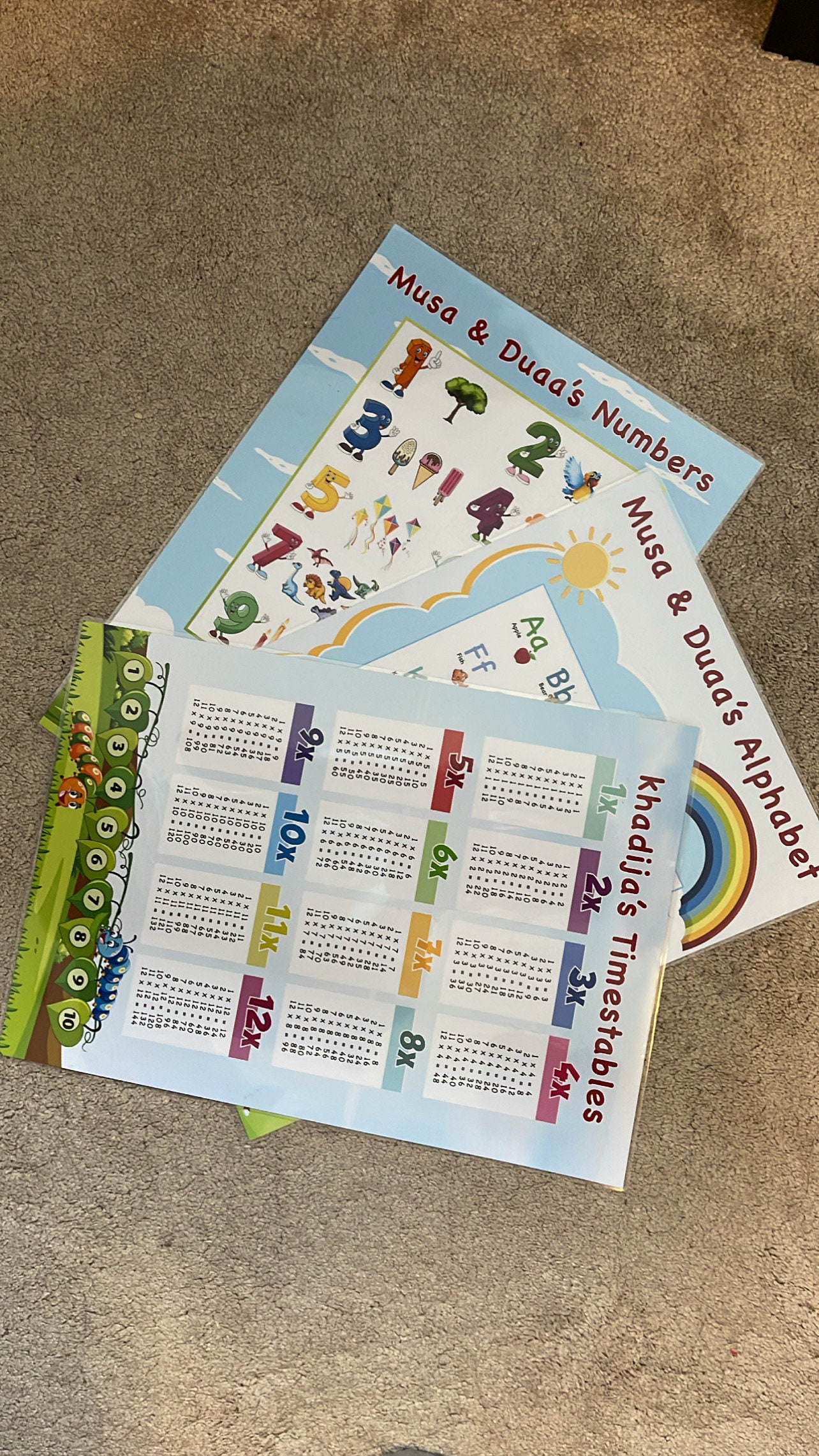 Personalised Times Table Wall Chart Learning Poster School Chart Times ...