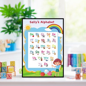 Personalised Alphabet Wall Chart, Alphabet Chart, ABC Chart, Learning ...