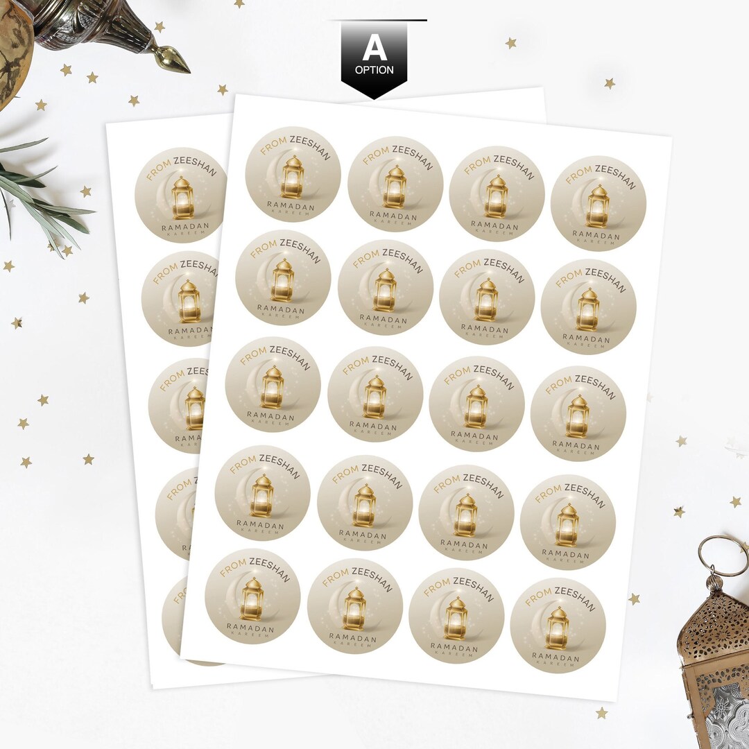 Personalised Ramadan Stickers Circular 40mm Personalised Sticker's ...