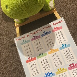 Personalised Times Table Wall Chart Learning Poster School Chart Times ...