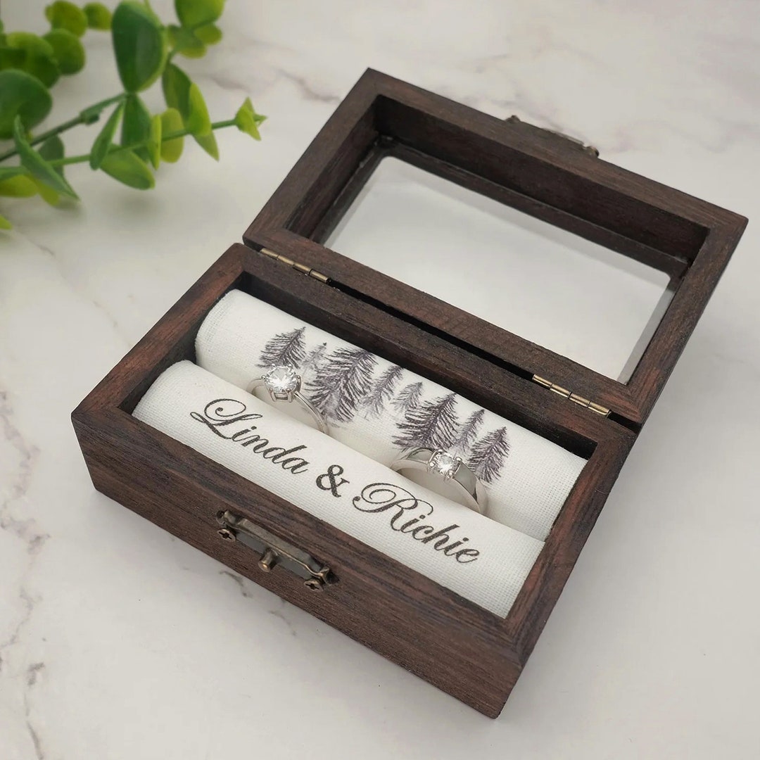 Square Ring Box Wood Wedding Ring Box Unique Ring Holder - Etsy