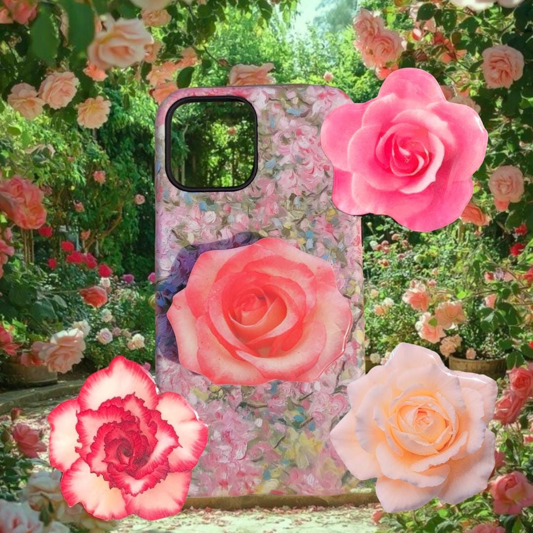 Rose Flower Phone Grip: Delicate Floral Phone Stand - Etsy