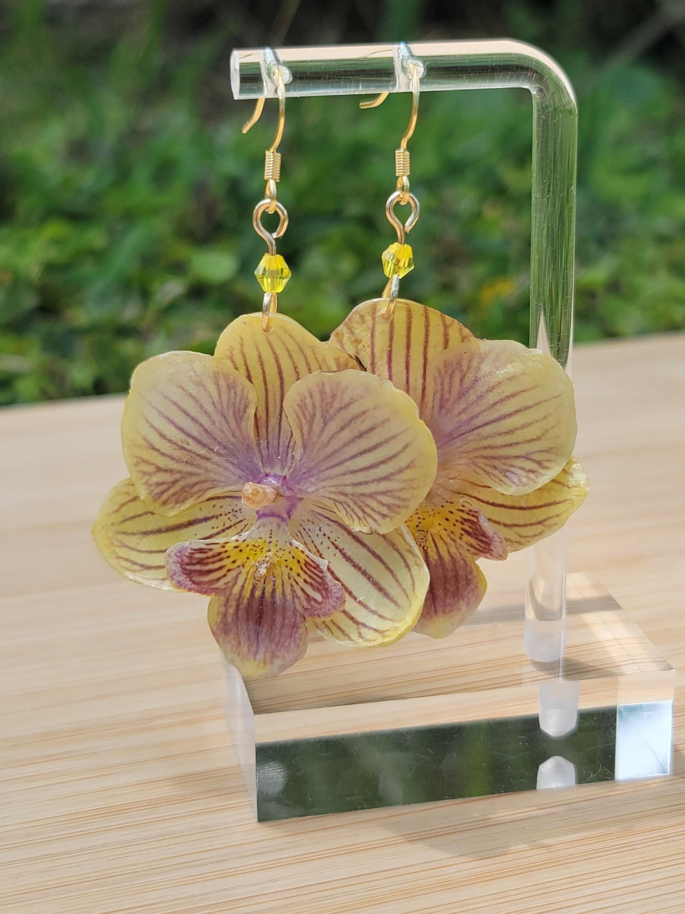 Real Preserved Yellow Orchid18k Gold Plated yellow Bead women's ...