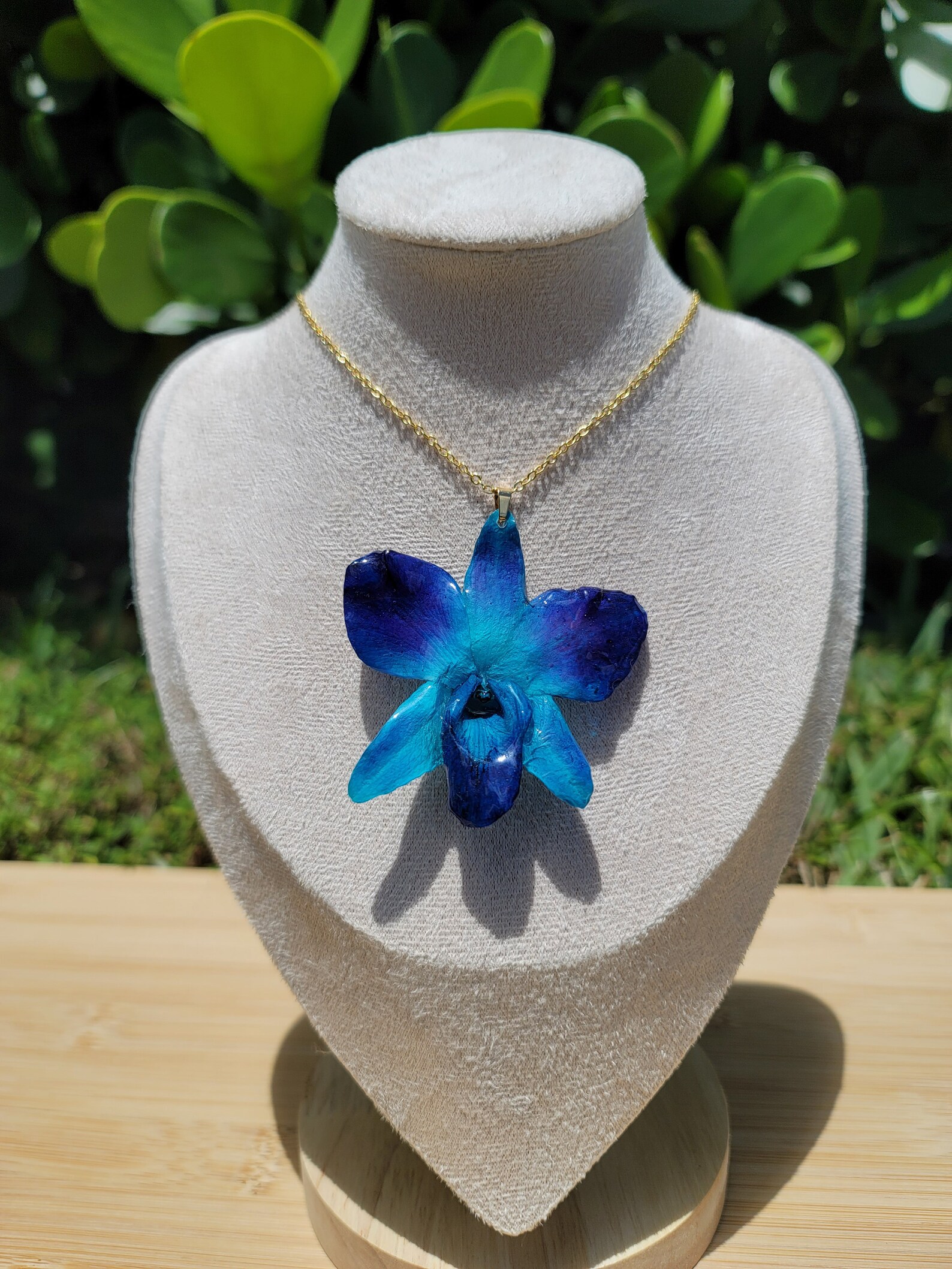 Blue-purple Orchid Necklace|925 Sterling Silver Chain|18k Gold Plated ...