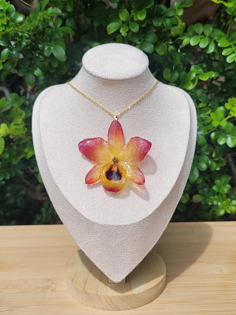 Real Sunset Orchid Necklace | 925 Sterling Silver or 18k Gold - Etsy