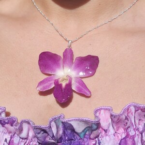 Purple-white Orchid Necklace|925 Sterling Silver Chain|18k Gold Plated ...