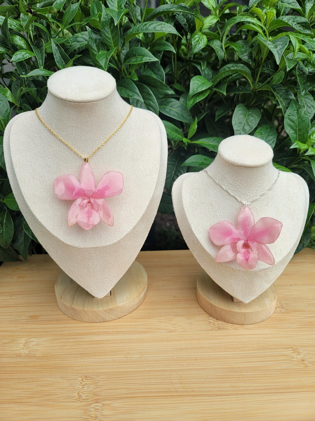 Pink Orchid Necklace|925 Sterling Silver Chain|18k Gold Plated Chain ...