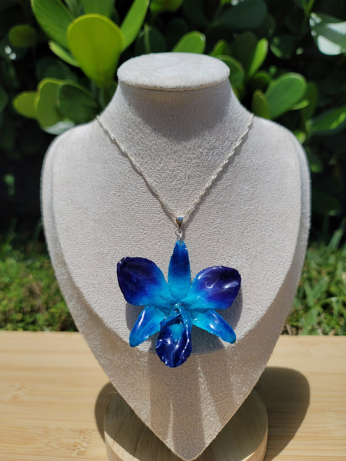 Blue-purple Orchid Necklace|925 Sterling Silver Chain|18k Gold Plated ...