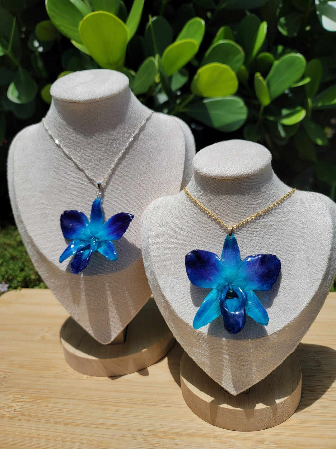 Blue-purple Orchid Necklace|925 Sterling Silver Chain|18k Gold Plated ...