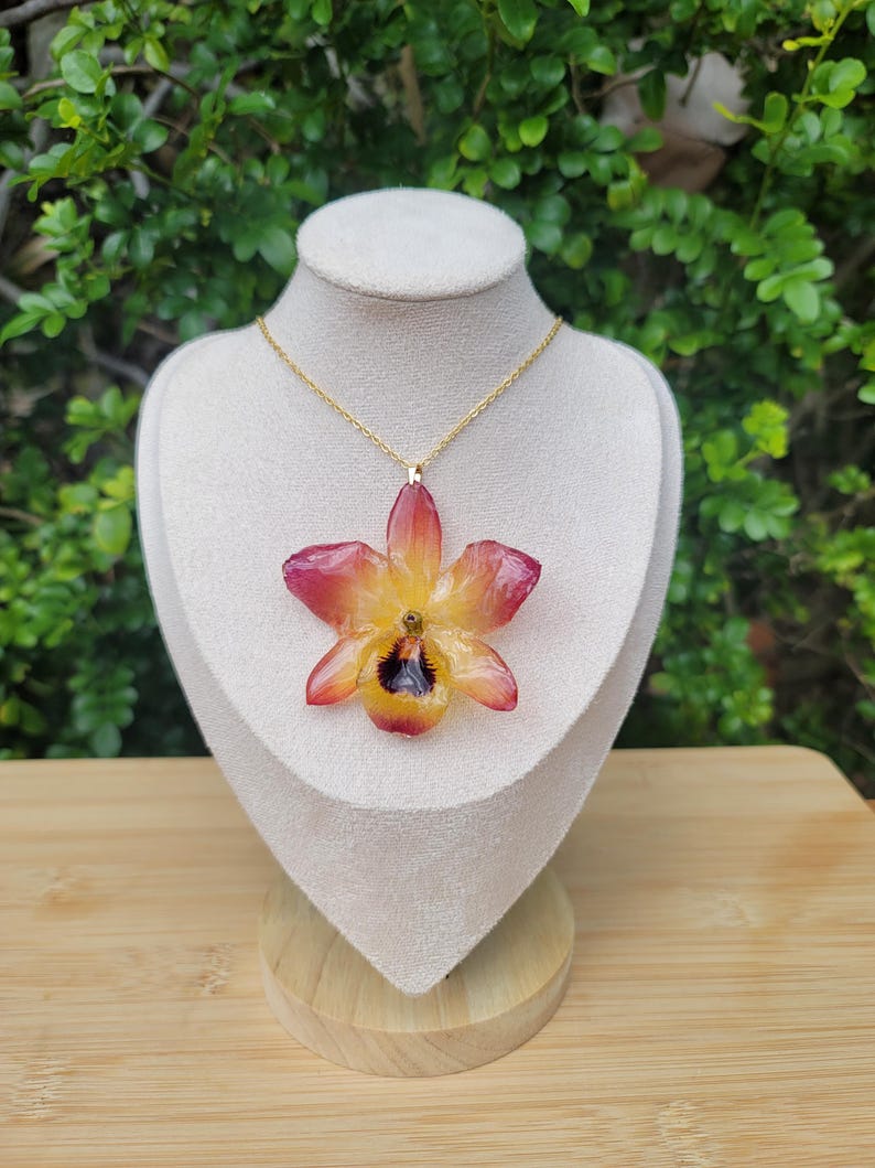 Real Sunset Orchid Necklace | 925 Sterling Silver or 18k Gold - Etsy
