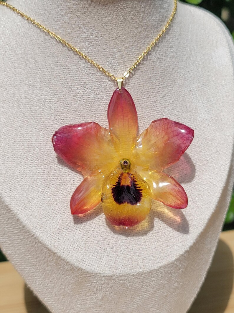 Real Sunset Orchid Necklace | 925 Sterling Silver or 18k Gold - Etsy