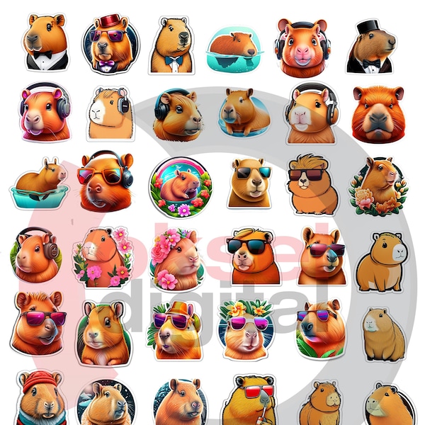 Capybara Printable Stickers - Etsy