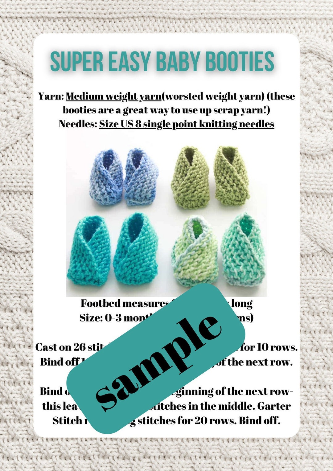 Super Easy Baby Bootie Knitting Pattern - Etsy