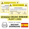 Printable Spanish Sesame Food Allergy Card • Instant Download • Medical Alert ID • Travel Gift ...