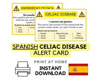 Printable Spanish Peanut Food Allergy Card • Instant Download • Medical Alert ID • Travel Gift ...