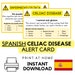 Printable Spanish Sesame Food Allergy Card • Instant Download • Medical Alert ID • Travel Gift ...