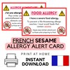 Printable Spanish Peanut Food Allergy Card • Instant Download • Medical Alert ID • Travel Gift ...