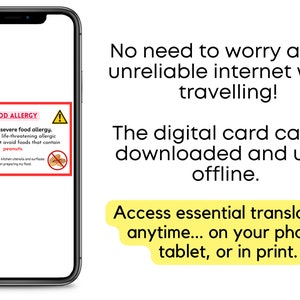 Printable Spanish Sesame Food Allergy Card • Instant Download • Medical Alert ID • Travel Gift ...