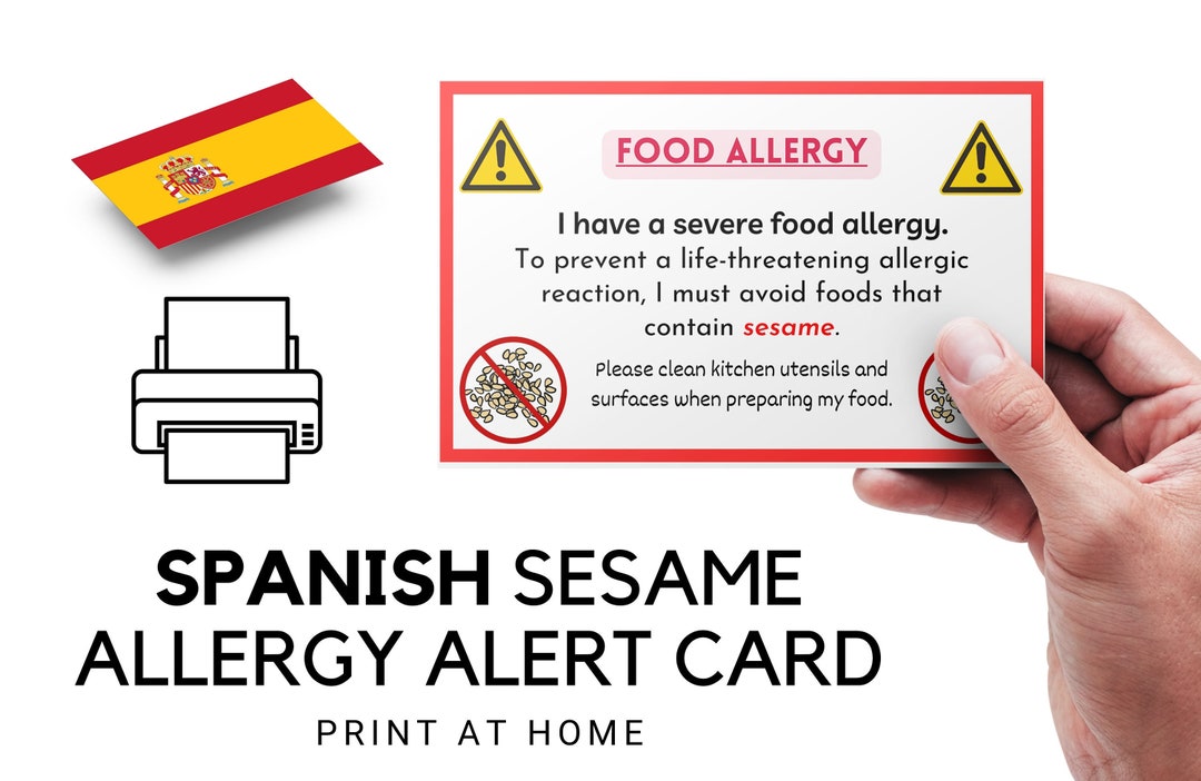Printable Spanish Sesame Food Allergy Card Digital Download - Etsy