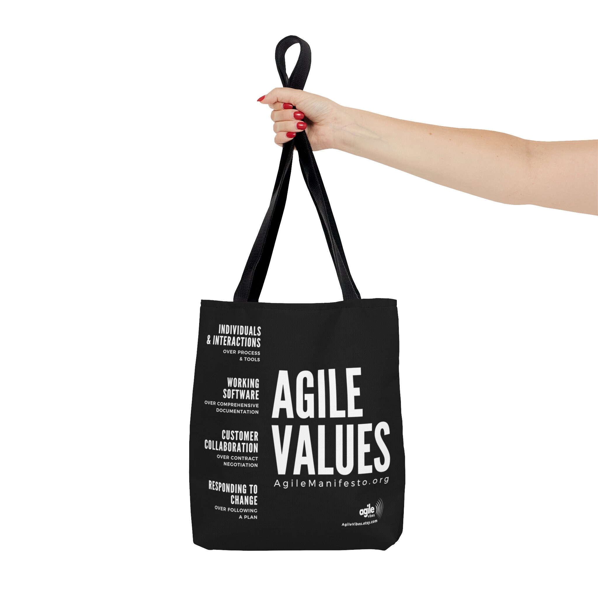 Agile Tote Bag Agile Values And Principles Scrum Kanban Tote Black Etsy 