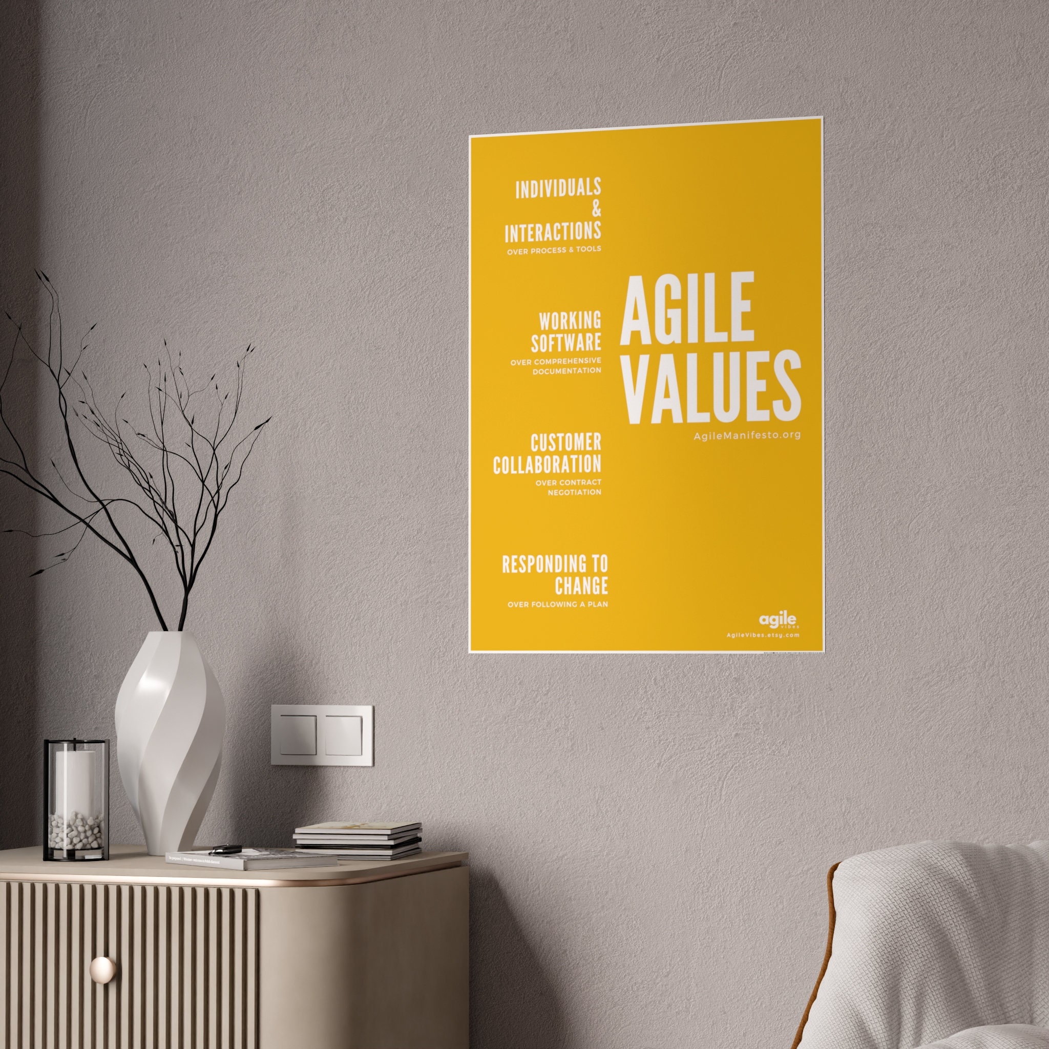 Agile Values Poster Glossy Yellow - Etsy