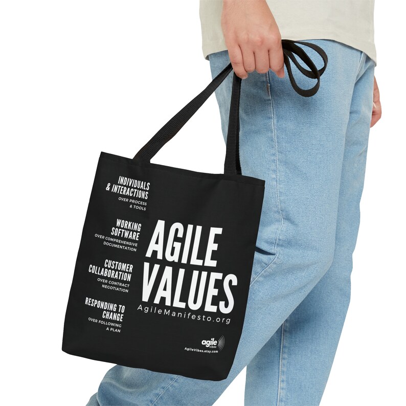 Agile Tote Bag Agile Values & Principles Scrum / Kanban Tote black - Etsy