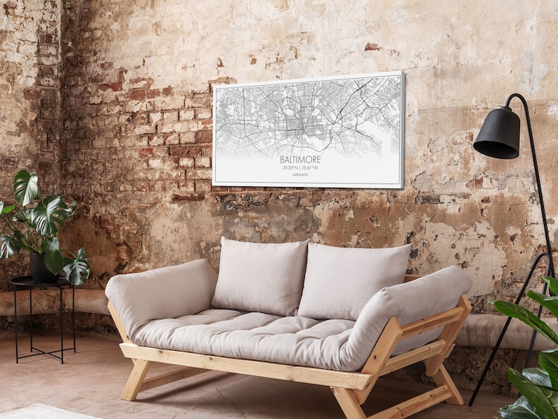 Mapa de calles de Baltimore, mapa de Maryland, impresión de mapa, arte ...