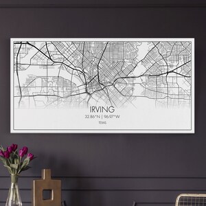 Irving City Map Texas Map Map Art Modern Art Wall Art - Etsy