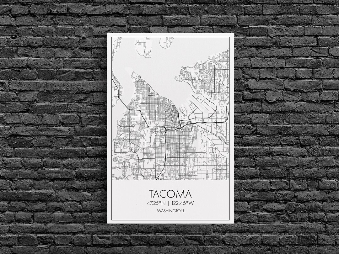 Tacoma Street Map Washington Map City Map Print Modern Wall - Etsy