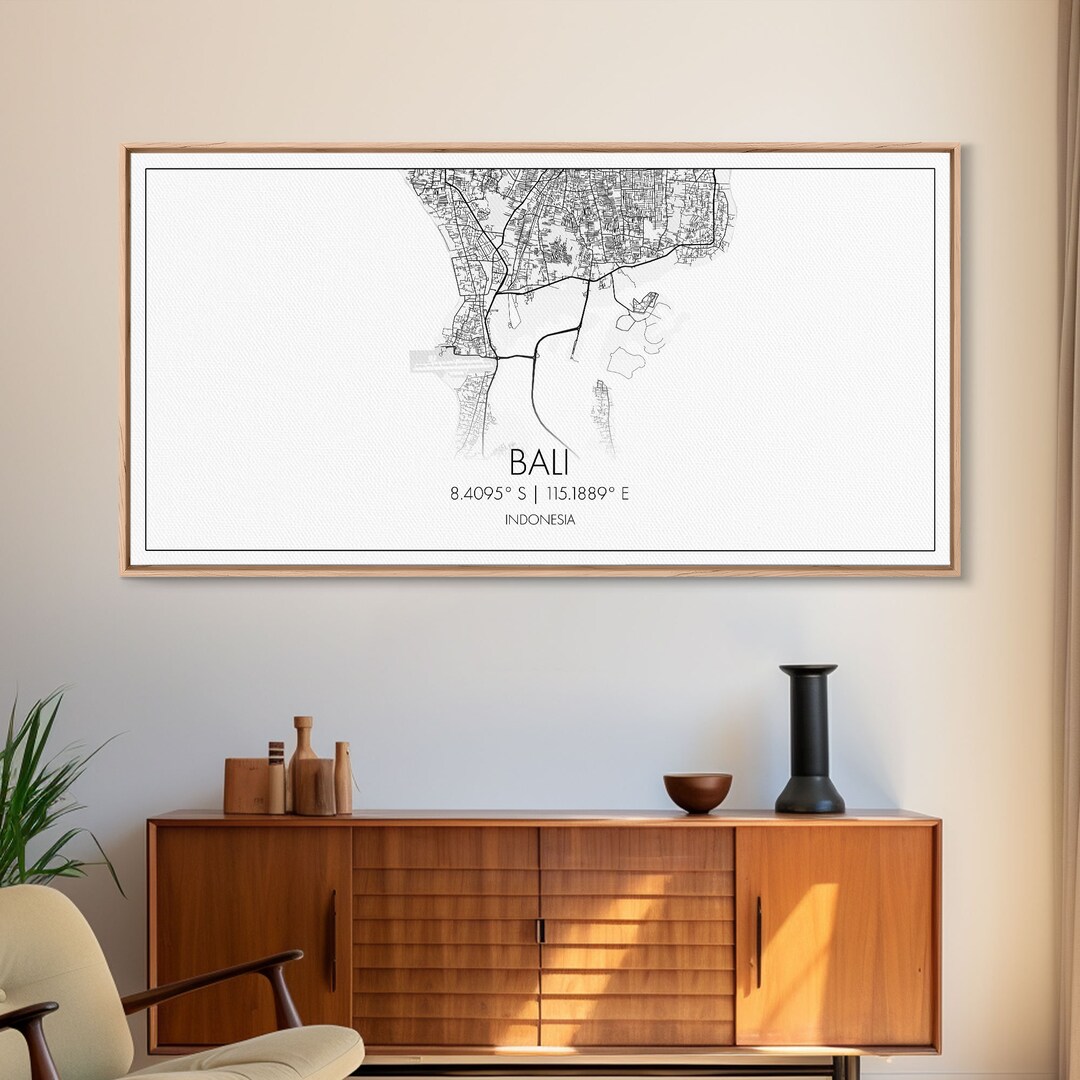 Bali Street Map, Indonesia Map, Map Print, Modern Art, Wall Art, Canvas ...