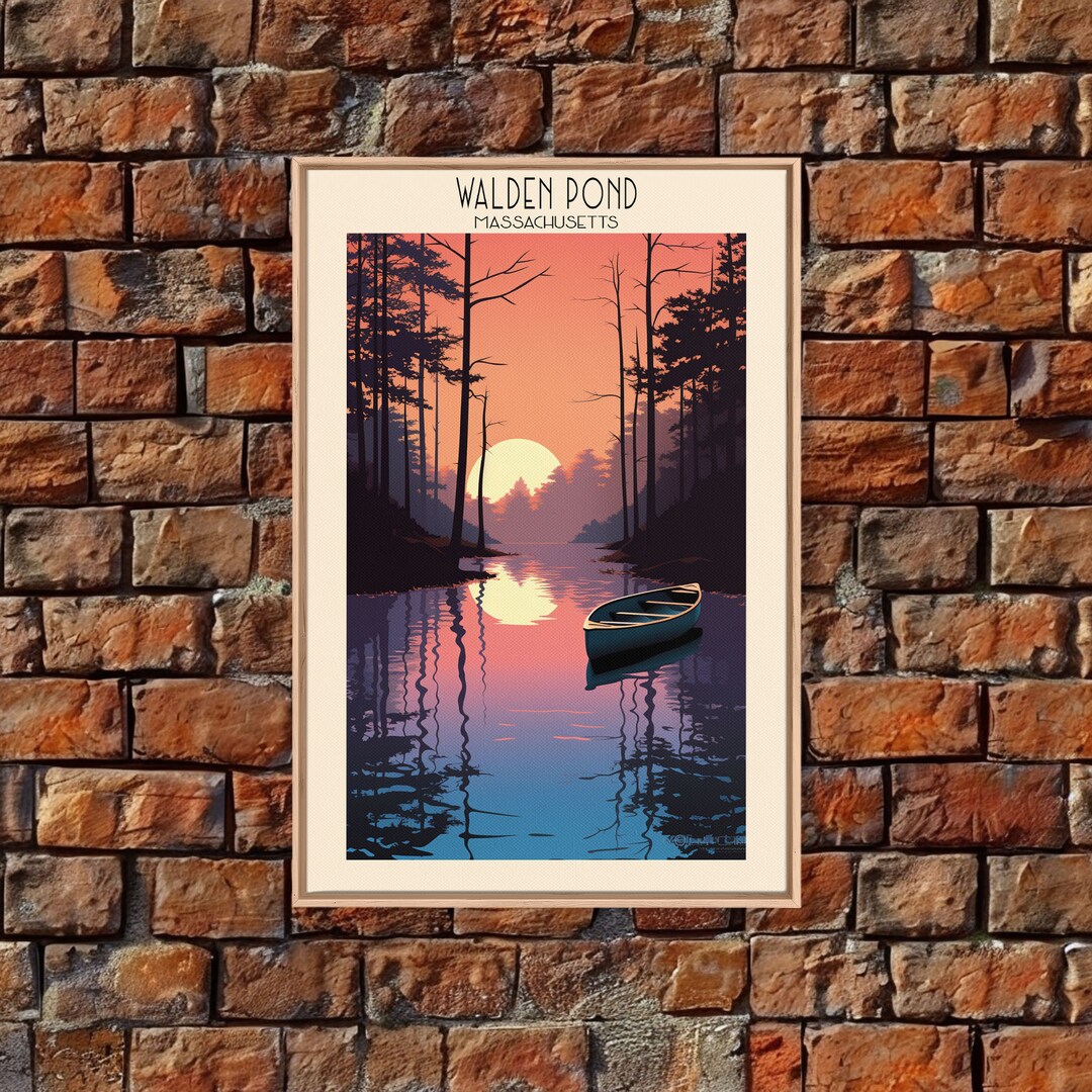 Walden Pond Canvas Print: Retro Travel Poster, Lake House Art - Etsy