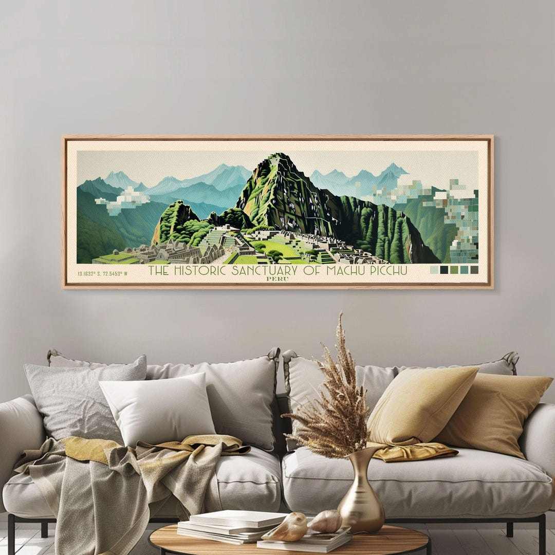 Machu Picchu Travel Poster: Peru Panoramic Framed Canvas Art - Etsy
