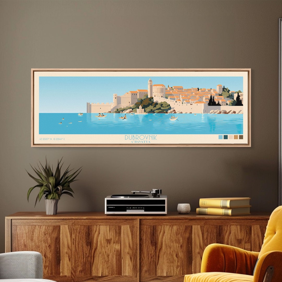 Dubrovnik Croatia Art | Framed Canvas Print Travel Poster | Panoramic ...