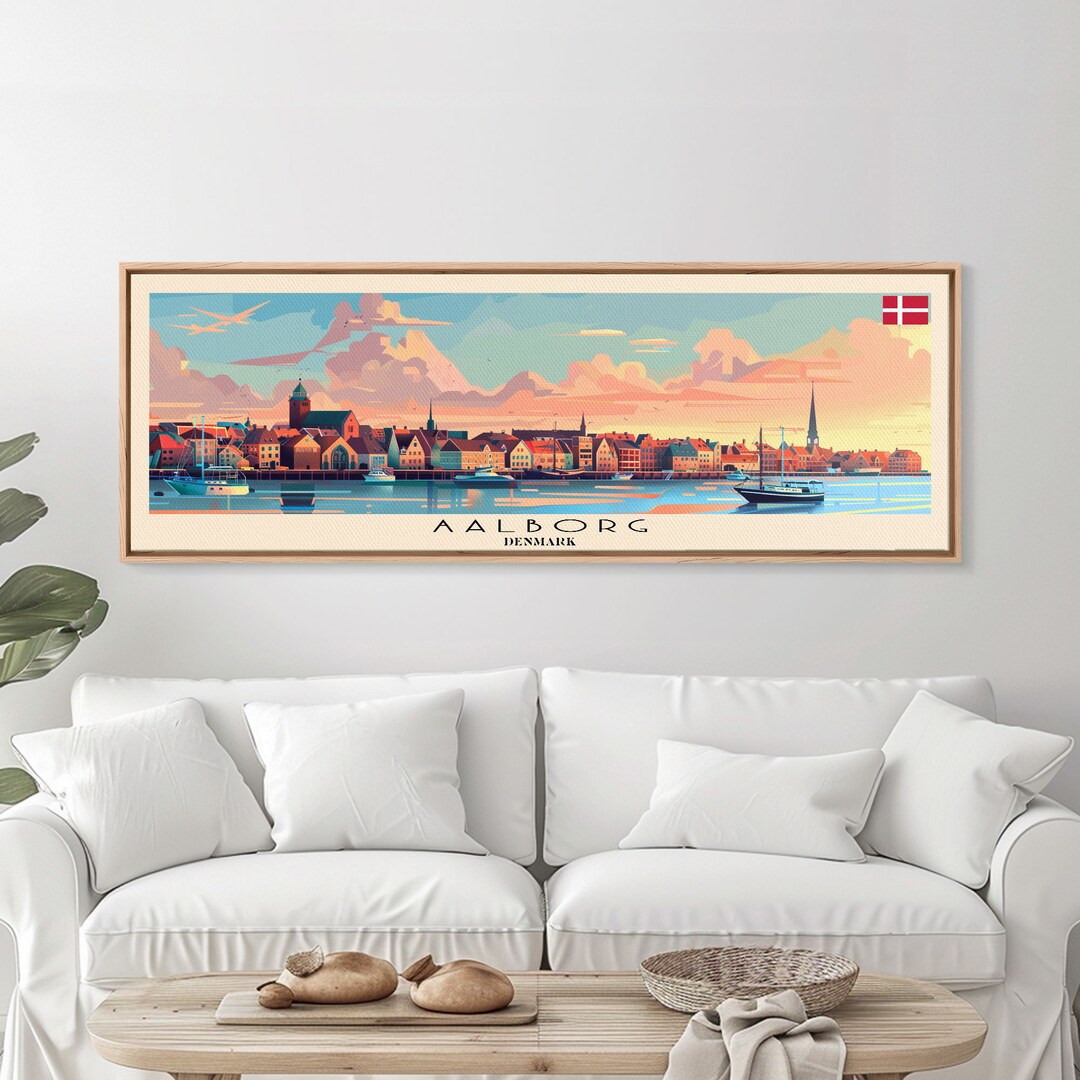 Aalborg Denmark Wall Art, Panoramic Travel Poster, Panoramic Framed ...