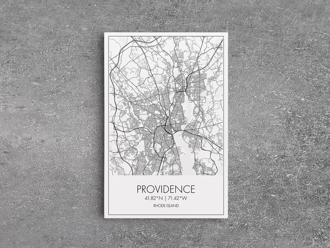 Providence Street Map Rhode Island Map City Map Art - Etsy