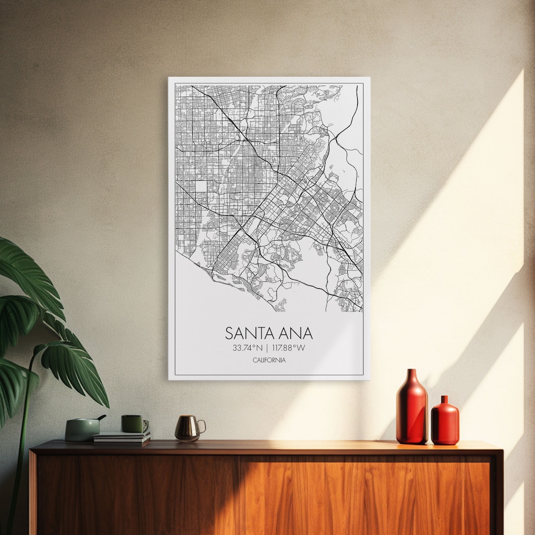 Mapa de calles de Santa Ana, Mapa de California, Impresión de mapas de ...