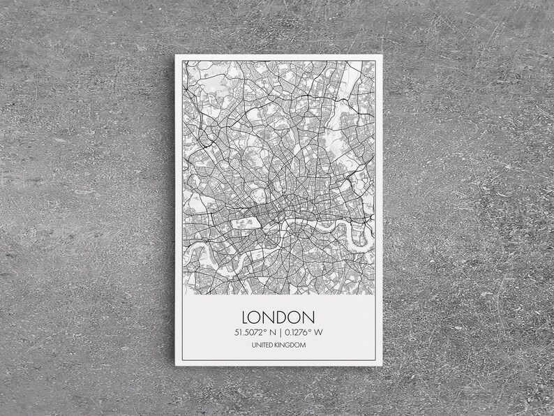 London Street Map United Kingdom Map City Map Art Modern - Etsy