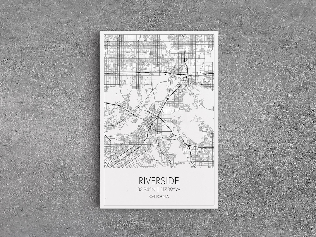 Riverside Street Map California Map City Map Art Minimalist - Etsy