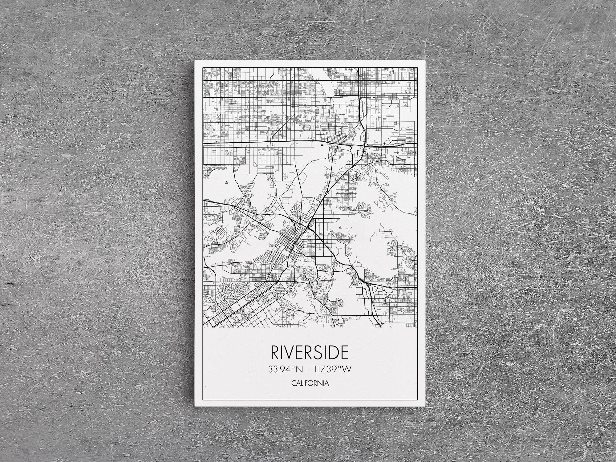 Riverside Street Map California Map City Map Art Minimalist - Etsy