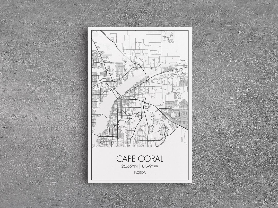 Cape Coral Street Map Florida Map City Map Art Modern Art - Etsy