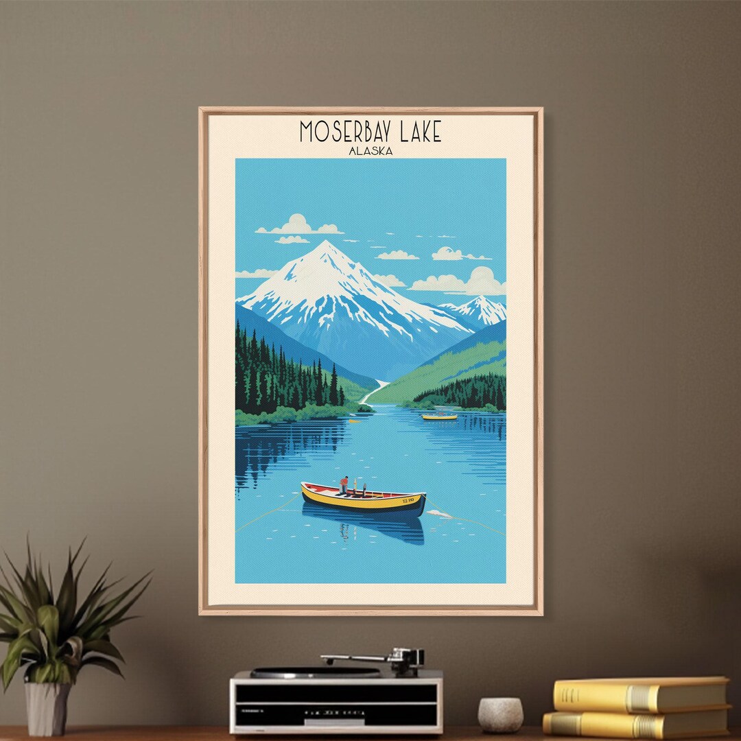 Moser Bay Lake Alaska Canvas Print: Mid-century Modern Travel Poster - Etsy
