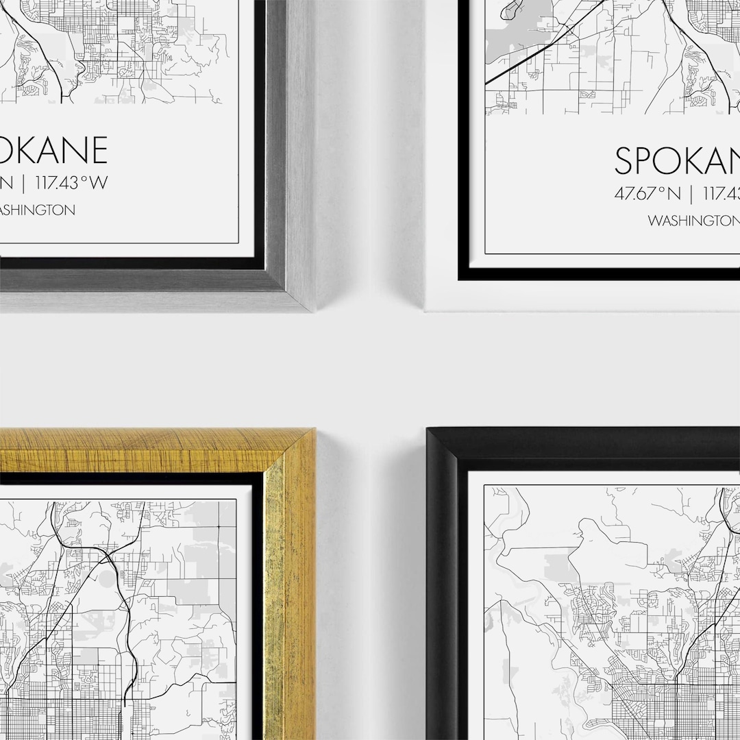 Spokane Street Map, Washington Map, City Map Print, Minimalist Art ...
